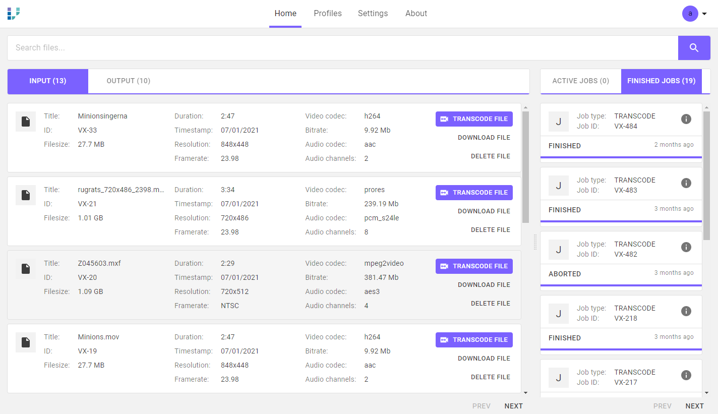 Transcode Theme for VidiCore and VidiCoder