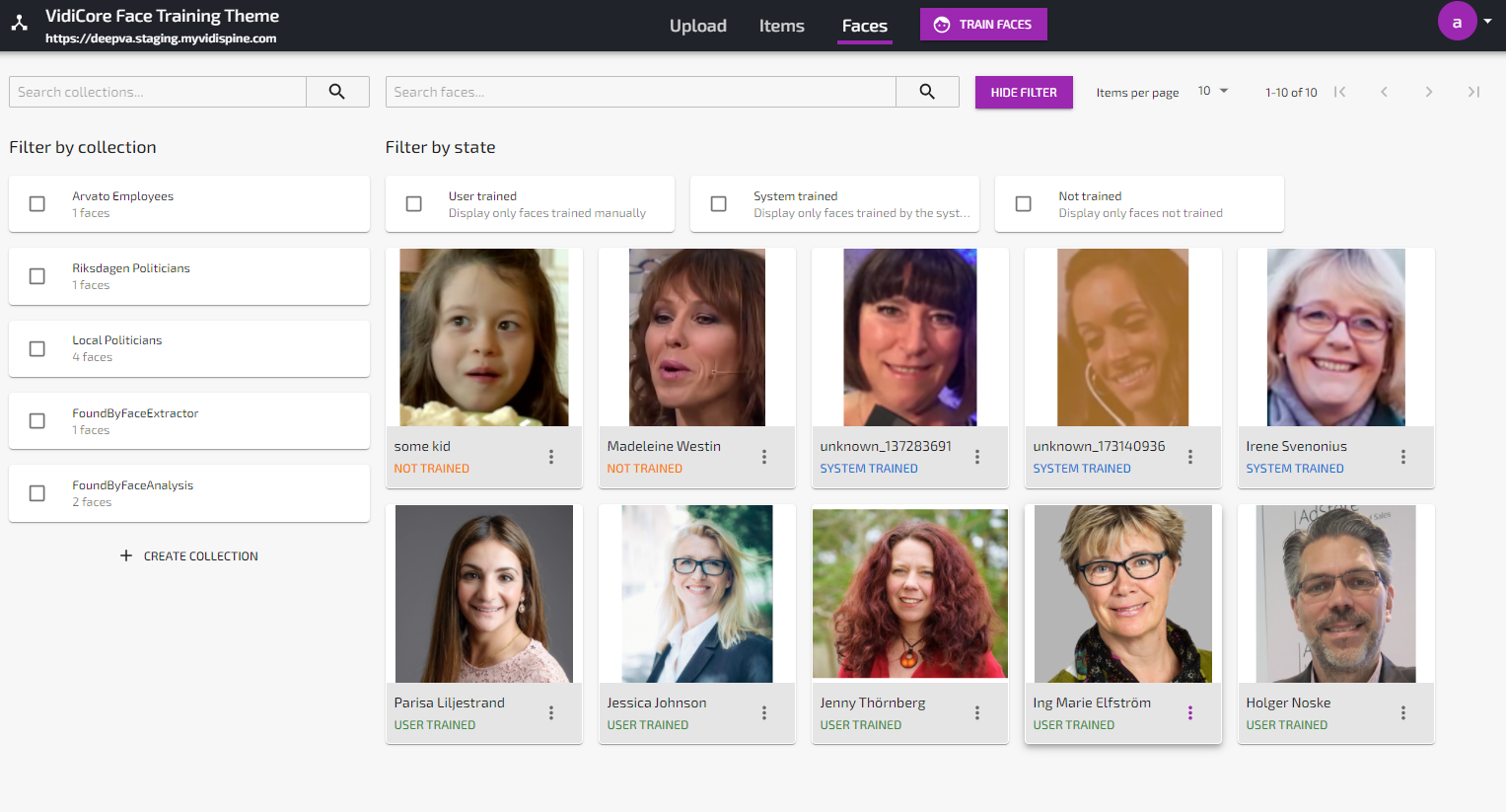 DeepVA Face Training Theme for VidiCore